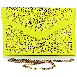 Fashion Handbags 2019 Summer Women Chain Bag Cute Shoulder Handbags Small Cute Fashion Women Shoulder Bag Evening Clutch Bags Party Evening Purses Ladies Girl Day Clutch Party Cutout Bag (Lemon Green)