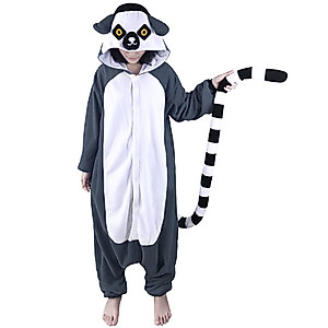 DOITNOW Lemur Pajamas Unisex Adult Jumpsuit Animal Cosplay Costumes (XXL, Gray)