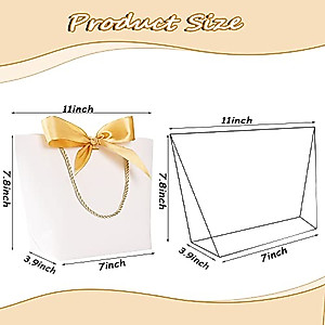 20 Pieces Gift Bags with Handles Bridesmaid Celebration Paper Gift Bag with Bow Ribbon Wedding Guest Welcome Gift Bags Party Favor Bags Birthday Present Wrap