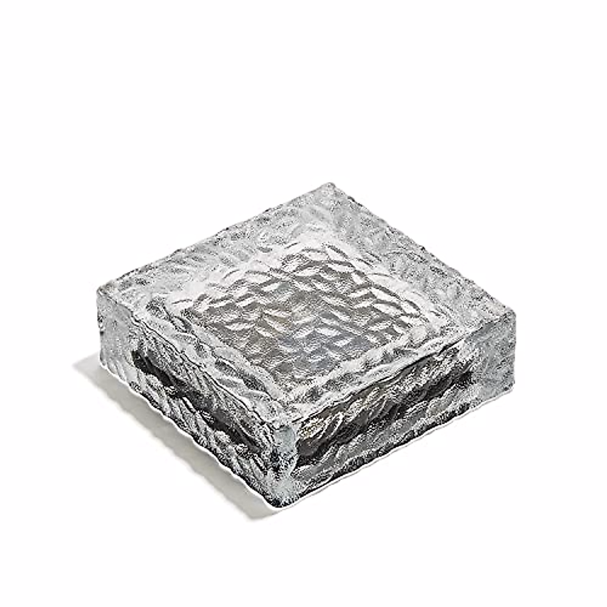 Solar Powered Glass Brick - 6x6 Square, Outdoor Landscape Light, 5 Warm White LED Lights, Built-in Solar Panel, Dusk to Dawn Timer, Garden Walkway Lighting - Rechargeable Battery Included