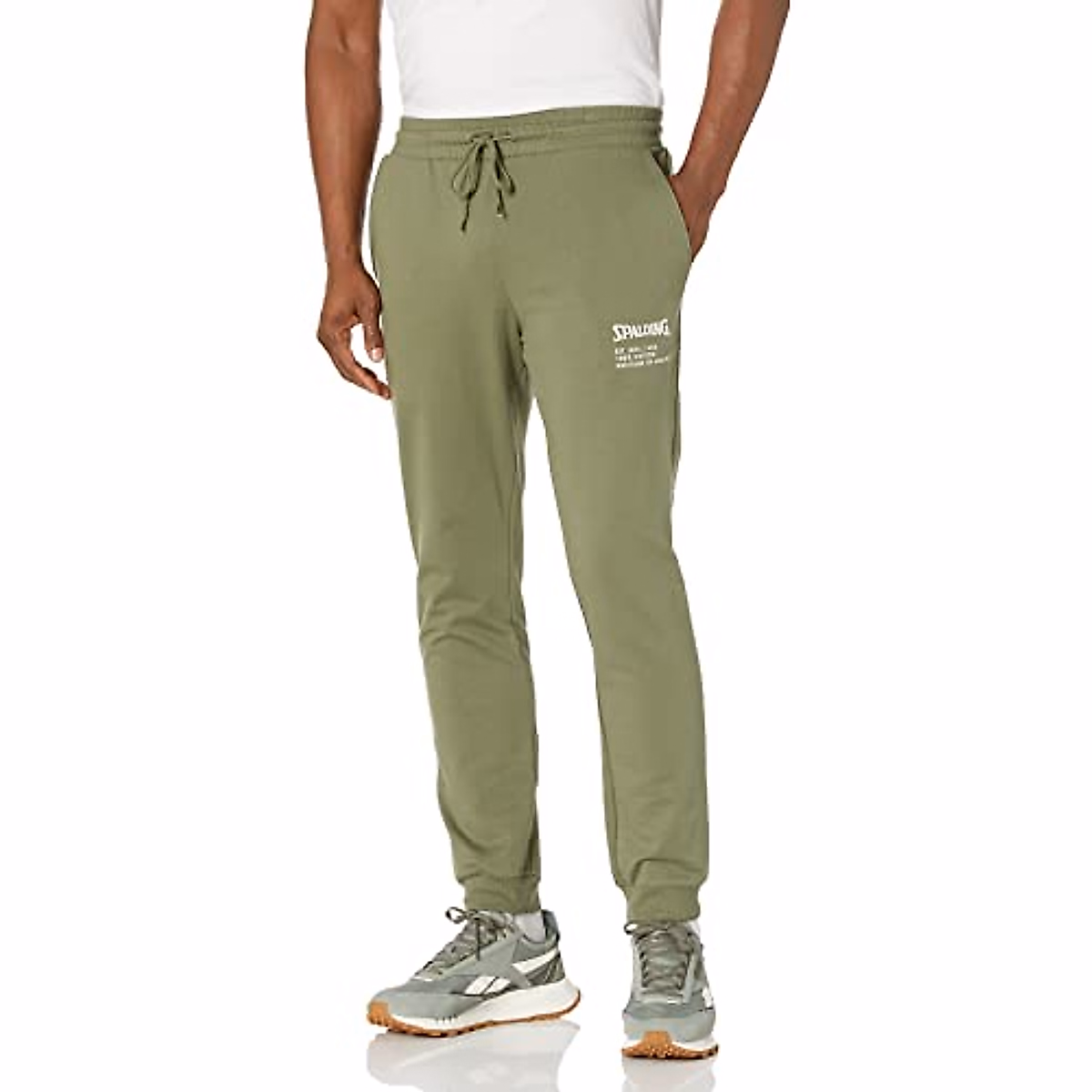 Spalding Men's Activewear Branded Jogger Sweatpant, Olivine, Medium