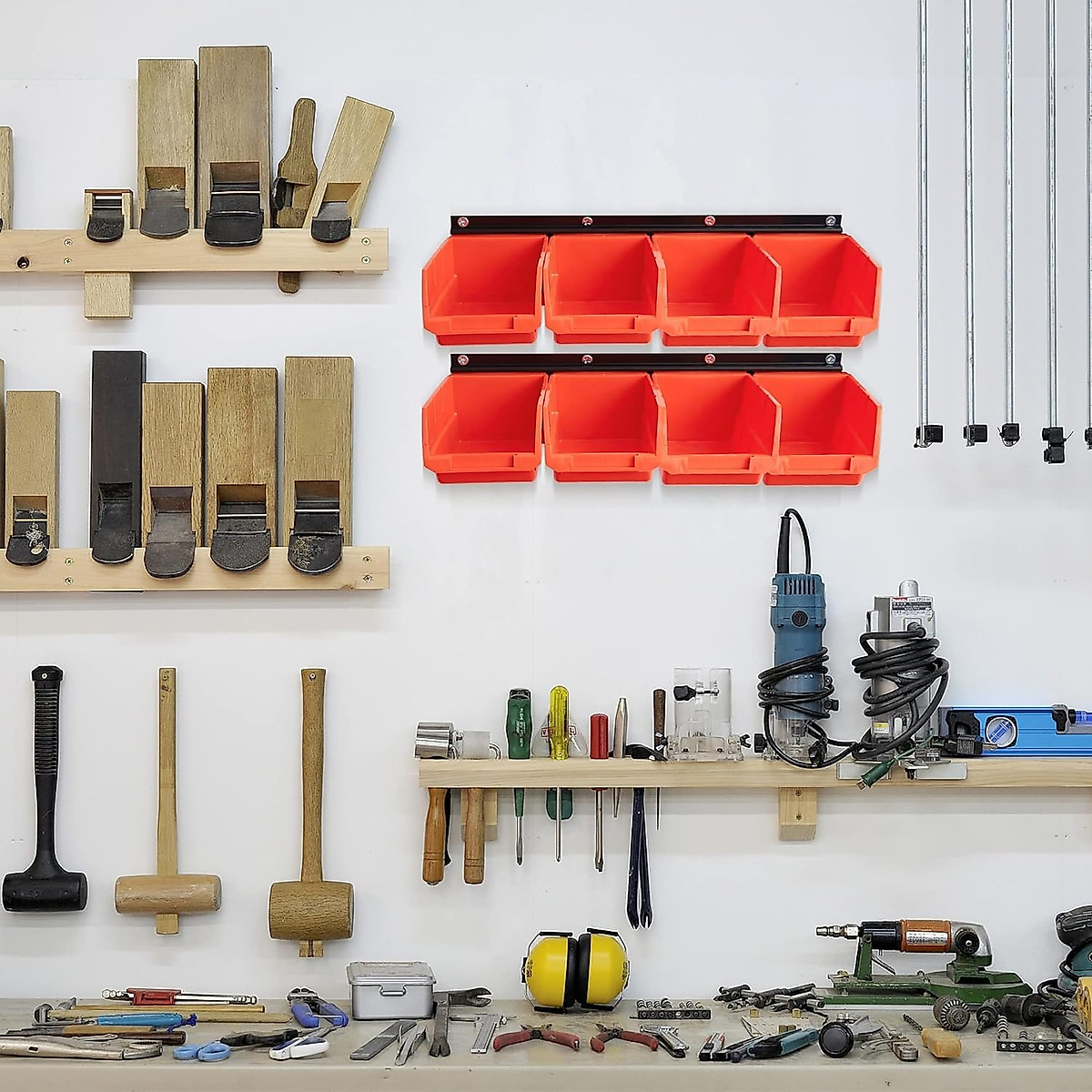 NETWAL 8 Storage Bins, Wall Mount Garage Rack, Parts &Tool Organizers and Storage Screws and Bolts