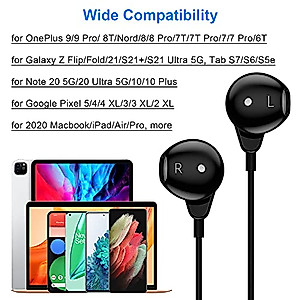 TITACUTE USB C Headphones for Samsung S23 Ultra S22 S21 S20 A53 Galaxy Z Flip Fold Digital Type C Earphone with Mic Noise Canceling Wired Earbuds for iPad 10 Pro Air Mini Pixel 7 6 6a OnePlus 11 Black