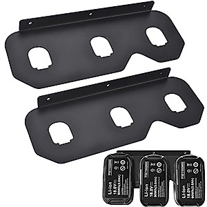AccEncyc 2 Pack Battery Holder for Ryobi 18V Battery 3 Slot Battery Storage Holder Wall Mount Rack Compatible with Ryobi 18V Battery