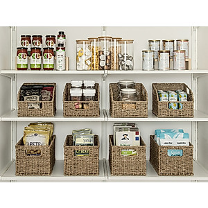 StorageWorks Set of 4 Storage Baskets, Rectangular Wicker Baskets with Built-in Handles