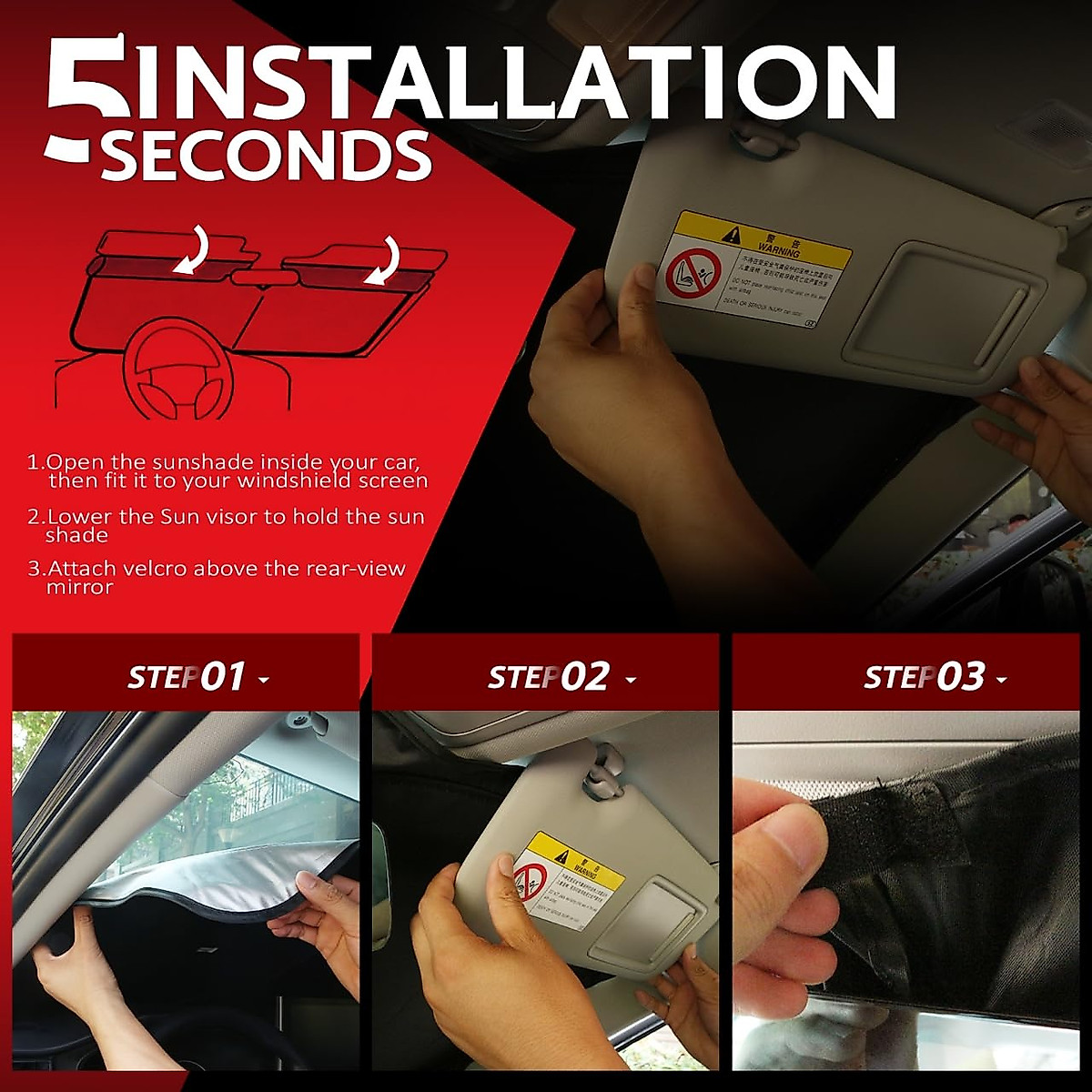 KAYZT Windshield Sun Shade for Toyota RAV4 2019-2025 RAV-4 Foldable Sunshade SUV Front Window Custom Fit Accessories