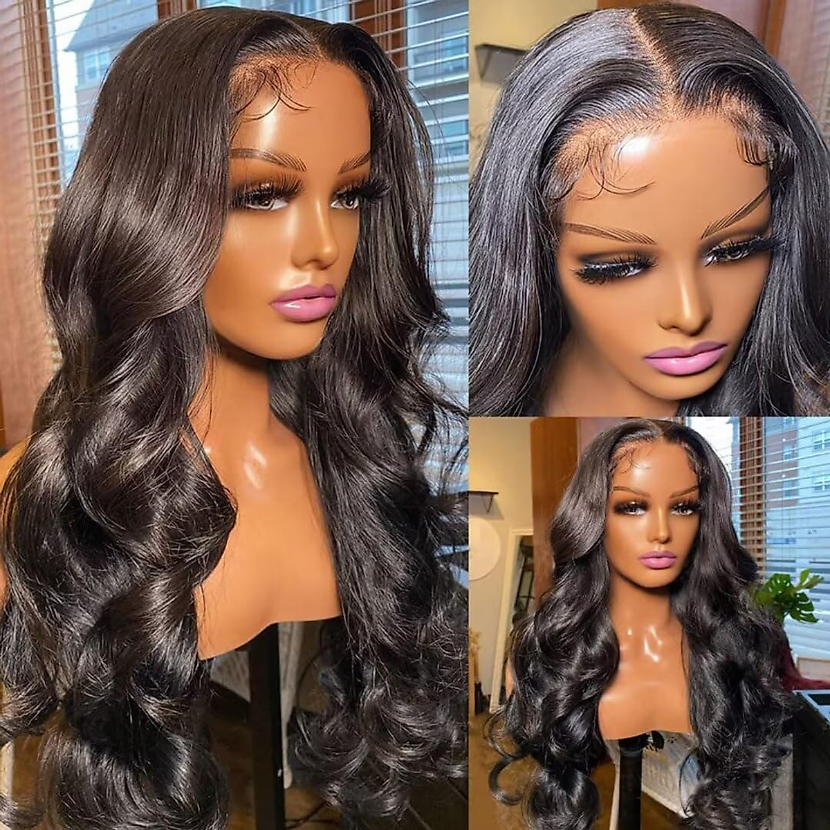 13x6.5 Full Glueless Wigs Human Hair Pre Plucked Pre Cut, Body Wave Lace Front Wigs Human Hair, 3D Dome Cap Ready To Wear Glueless Bleached Knots Lace Front Wig 24 Inch
