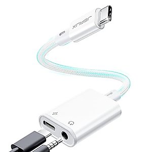 JSAUX USB C to 3.5mm Headphone and Charger Adapter, 2 in 1 USB Type C to Aux Audio Jack with PD 60W Fast Charging Dongle for Stereo Earbuds Compatible with Samsung S23/S22, iPad Pro Air, Pixel 7/6/5/4