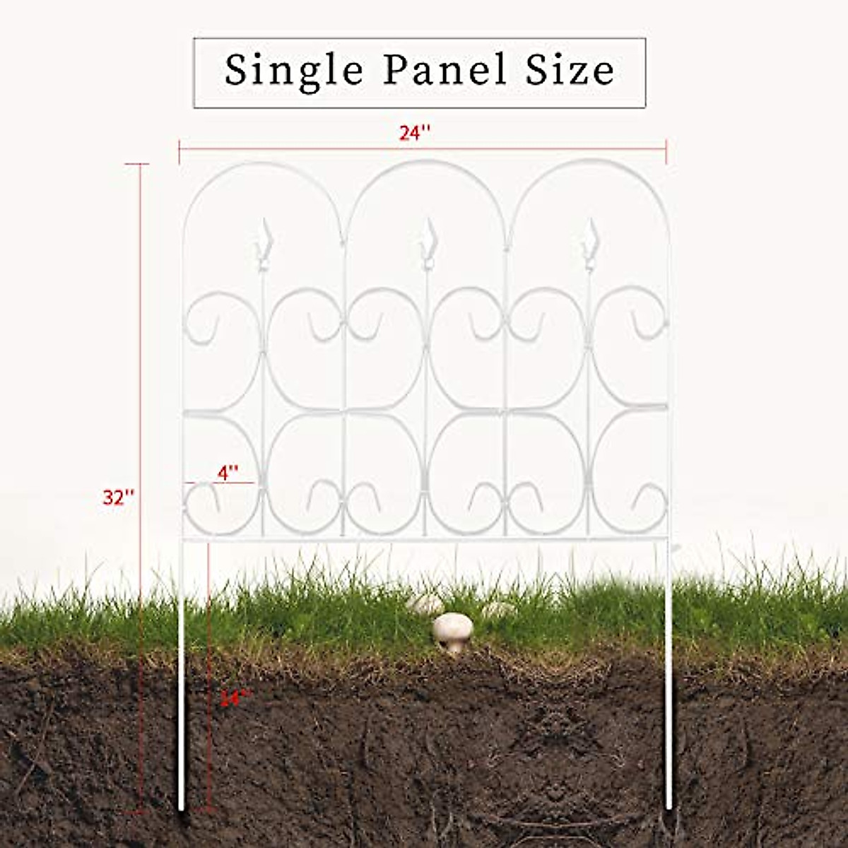 Amagabeli 5 Panel Decorative White Garden Fence 10ft(L) x32in(H) Total Animal Barrier for Dog Coated Metal Rustproof Iron Wire Border Folding Patio Garden Fencing Flower Bed Section Edging ET302