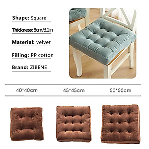 Seat Cushions for Office Chairs Extra Thick, Chair Pillows Seat Cushions for Dining Room, Crystal Velvet Seat Pads 8cm/3.2in Thick Filling, Anti-Deformation for Desk Chair, Dorm, Wine Red-16x16in