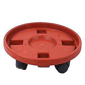 Happyyami Round Serving Tray Resin Tray Plant Caddy with Wheels Plastic Heavy Duty Plant Caddy Metal Tray Round Flower Pot Mover for Home Office Garden Dark Red 6X29CM Metal Serving Tray Resin Tray