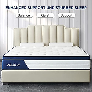 Molblly Queen Mattress, 10 Inch Hybrid Mattress with Gel Memory Foam,Motion Isolation Individually Wrapped Pocket Coils Mattress,Pressure Relief,Back Pain Relief& Cooling Queen Size Bed Mattress
