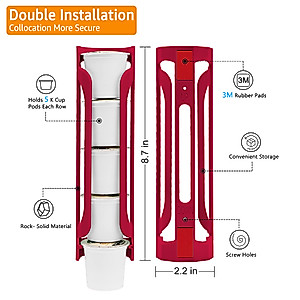 YEMOTTS K Cup Holder for Keurig: Coffee Pod Holder for K-cups - Side Mount K Cup Storage for Small Space - 2 Rows for 10 Kcups Black
