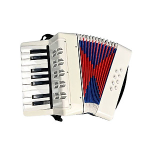 BORIYAM Accordion 17 Keys 8 Bass,Toys for Children and Adult Beginners，Accordion Instrument ，Early Learning Enlightenment Instrument (White)
