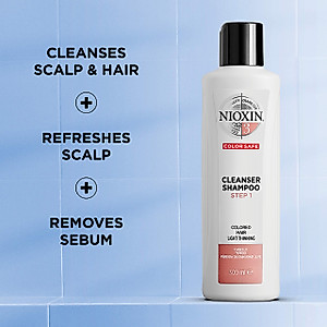 Nioxin System 3 Scalp Cleaning Shampoo and Therapy Conditioner Set for Color Treated Hair with Light Thinning