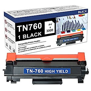 PAIC 1 Pack Compatible TN-760 TN760 Toner Cartridge Replacement for Brother DCP-L2550DW MFC-L2710DW L2750DW L2750DWXL HL-L2350DW L2370DWDWXL L2390DW L2395DW Printer,Sold by HOBBYUNION, Black