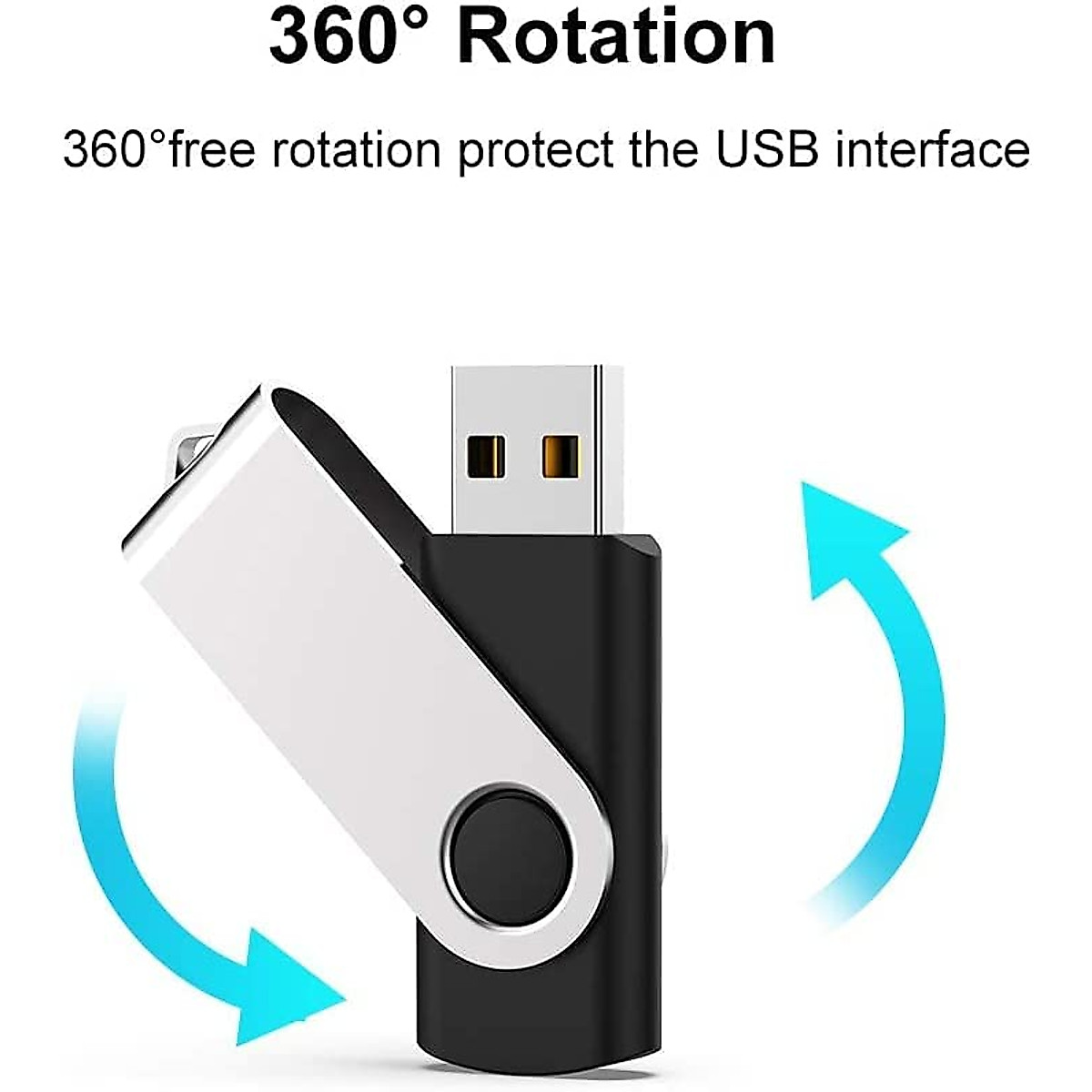 JUANWE 64GB USB Flash Drives 2 Pack Thumb Drives USB 2.0 Jump Drive Swivel USB Memory Stick Keychain Design, with LED Indicator, Black