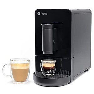 GE Profile Automatic Espresso Machine | Brew in Less Than 90 Seconds | 20 Bar Pump Pressure for Balanced Extraction | Five Adjustable Grind Size Levels | WiFi Connected for Drink Customization | Black