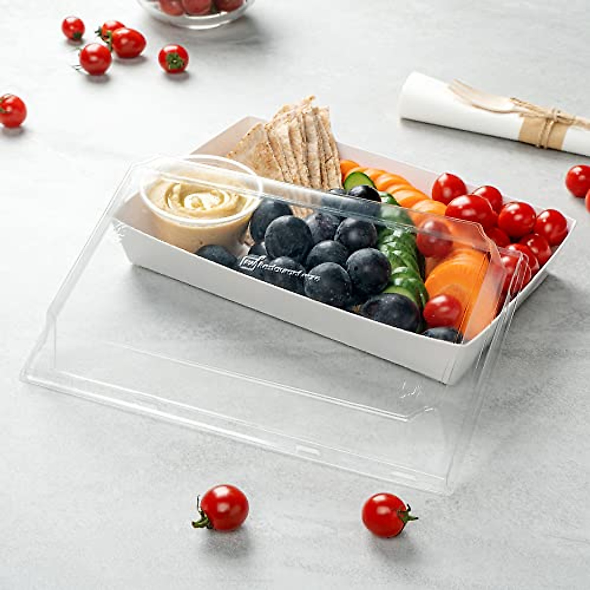 Restaurantware Matsuri Vision Clear Plastic Lid - Fits Large Sushi Tray - 100 count box