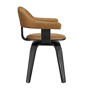 Art Leon Swivel Dining Chairs Set of 2, Mid Century Modern Faux Leather Kitchen Dining Room Chairs, Bentwood Accent Chairs with Wood Legs, Brown