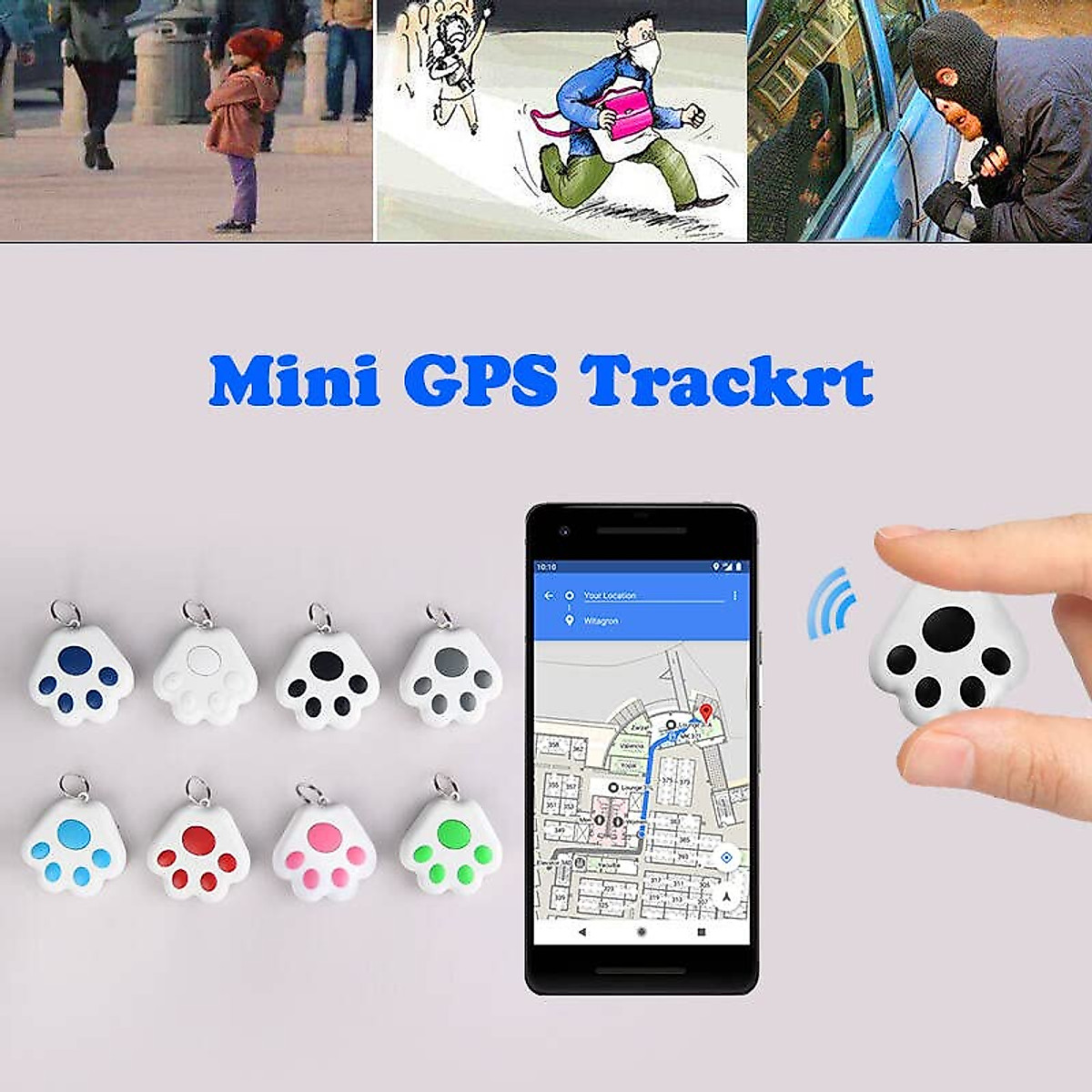 Beauty HAO Mini Dog GPS Tracking Device, No Monthly Fee App Locator, 2022 Upgraded Portable Bluetooth Intelligent Anti-Lost Device for Luggages/ Kid/ Pet Bluetooth Alarms (1Pack, Pink)