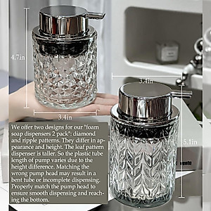 CICUFY Foaming Hand Soap Dispenser, Glass Foam Soap Dispenser or Lotion Dispenser for Kitchen & Bathroom Refillable Clear Glass Liquid soap Dispenser with Large Silver Pump-1 Pack