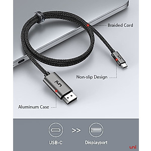 uni USB C to DisplayPort Cable 4K@60Hz, 2K@165Hz DP Cable [Thunderbolt 3 Compatible] for MacBook Pro, MacBook Air/iPad Pro 2020/2018, XPS 15/13 (6ft-2 Pack)