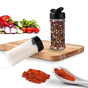 RoyalHouse 12 Pack 5.5 Oz Plastic Spice Jars with Black Cap, Clear and Safe Plastic Bottle Containers with Shaker Lids for Storing Spice, Herbs and Seasoning Powders, BPA Free, Made in USA
