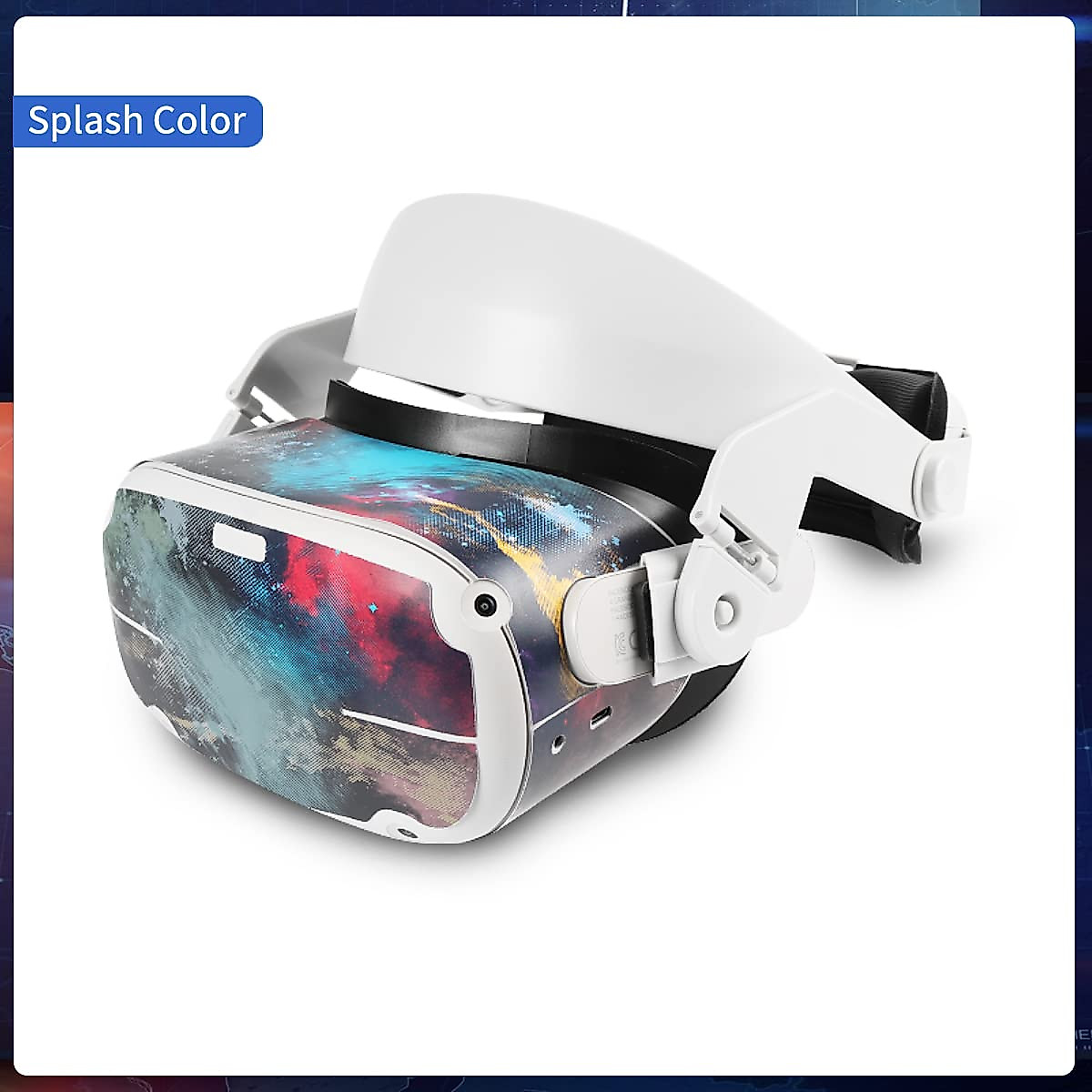 ZyberGears VR Stickers Compatible with Quest 2 Headset Skin Controllers Skin Traceless Frosting Protective Accessories - Splash Color