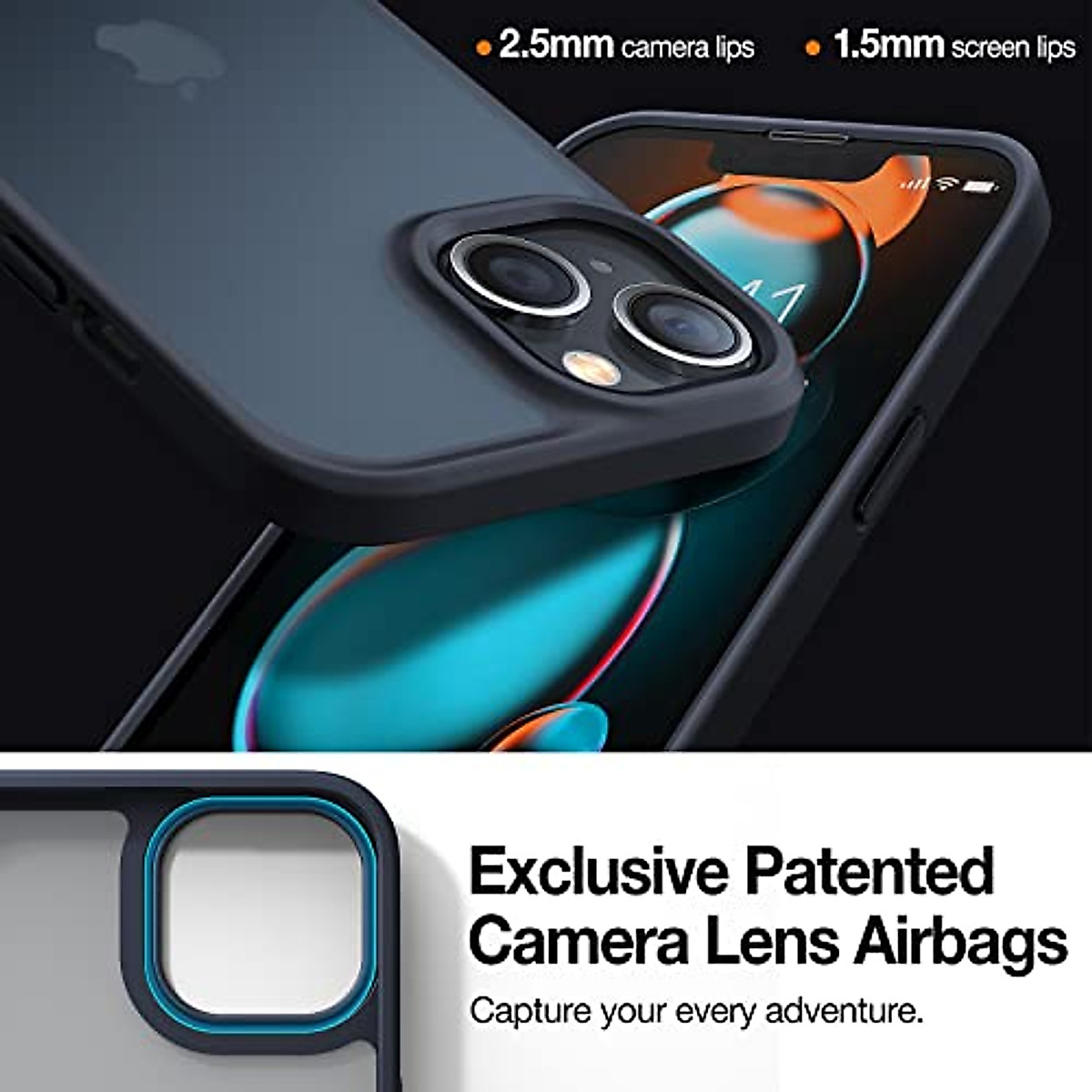 TORRAS Shockproof Designed for iPhone 13 Case/iPhone 14 Case, Military Grade Drop Tested, Shockproof Protective Hard Back Slim Case for iPhone 13 & iPhone 14 Case, Black-Guardian Series