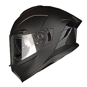 1Storm Motorcycle Full Face Helmet DOT Adults Street Bike Dual Visor Sun Inner Shield Anti Fog Pinlock Ready Shield : Matt Black