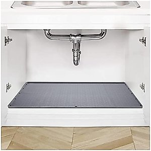 Under Sink Mat for Kitchen Waterproof, 34" x 22" Silicone Under Sink Liner Cabinet Mat Cabinet Protector, Sink Mats for Kitchen, Bathroom and Laundry Room