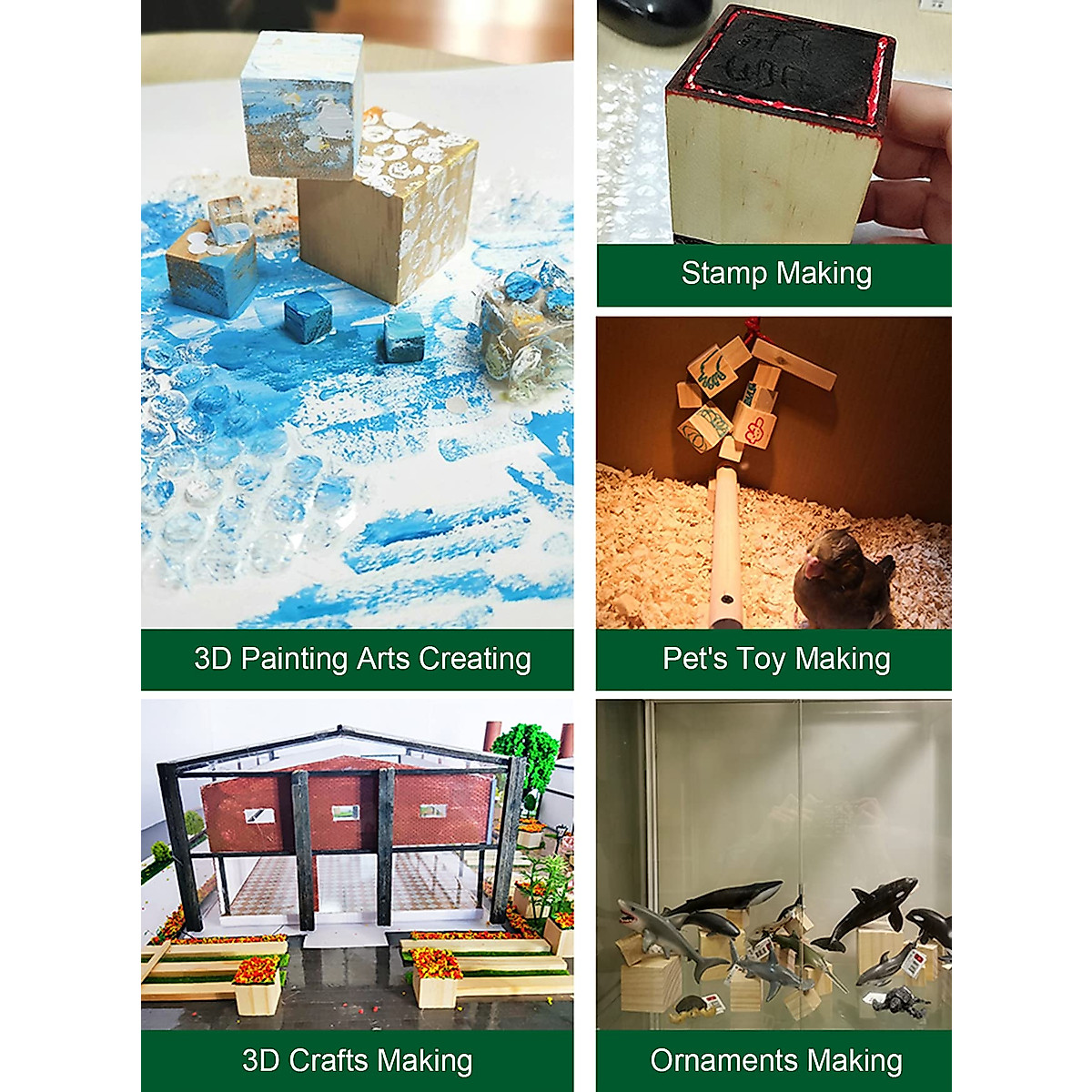 Tosnail 30 Pack 2 Inches Unfinished Wooden Cubes Wooden Blocks - Great for Crafts Making