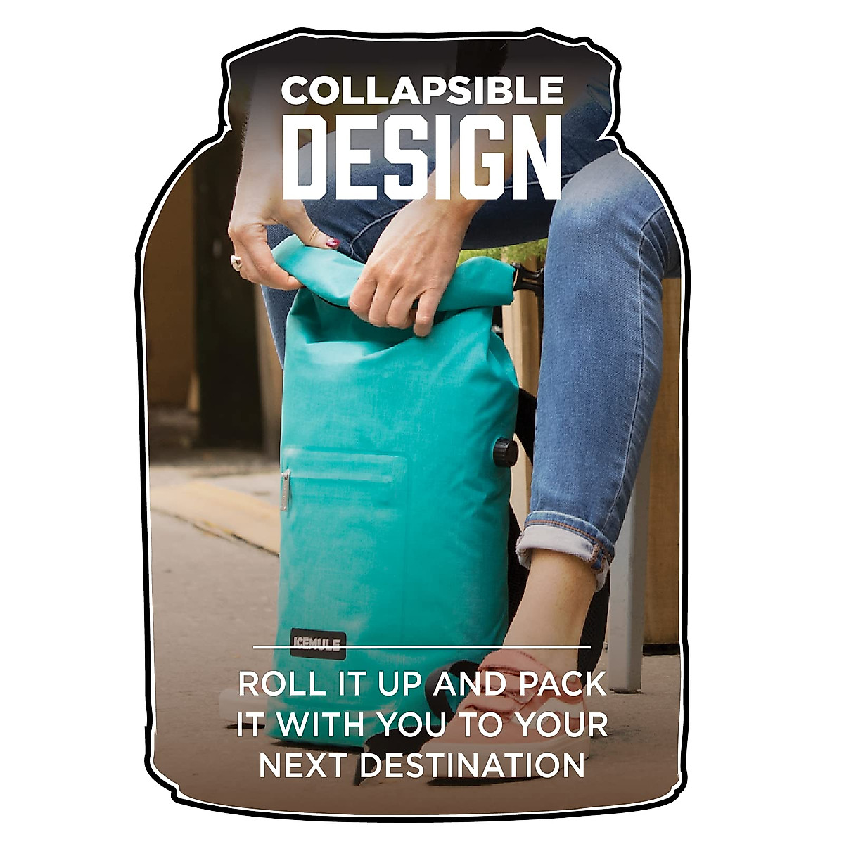 IceMule Jaunt Small Collapsible Backpack Cooler, 9 Liters, Snow Grey, Waterproof, Hands Free, 24+ Hours Cooling