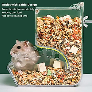 GLOGLOW Hamster Food Dispenser, Hamster Feeder Transparent Toxic Free Prevent Knock Over Automatic for Sugar Glider