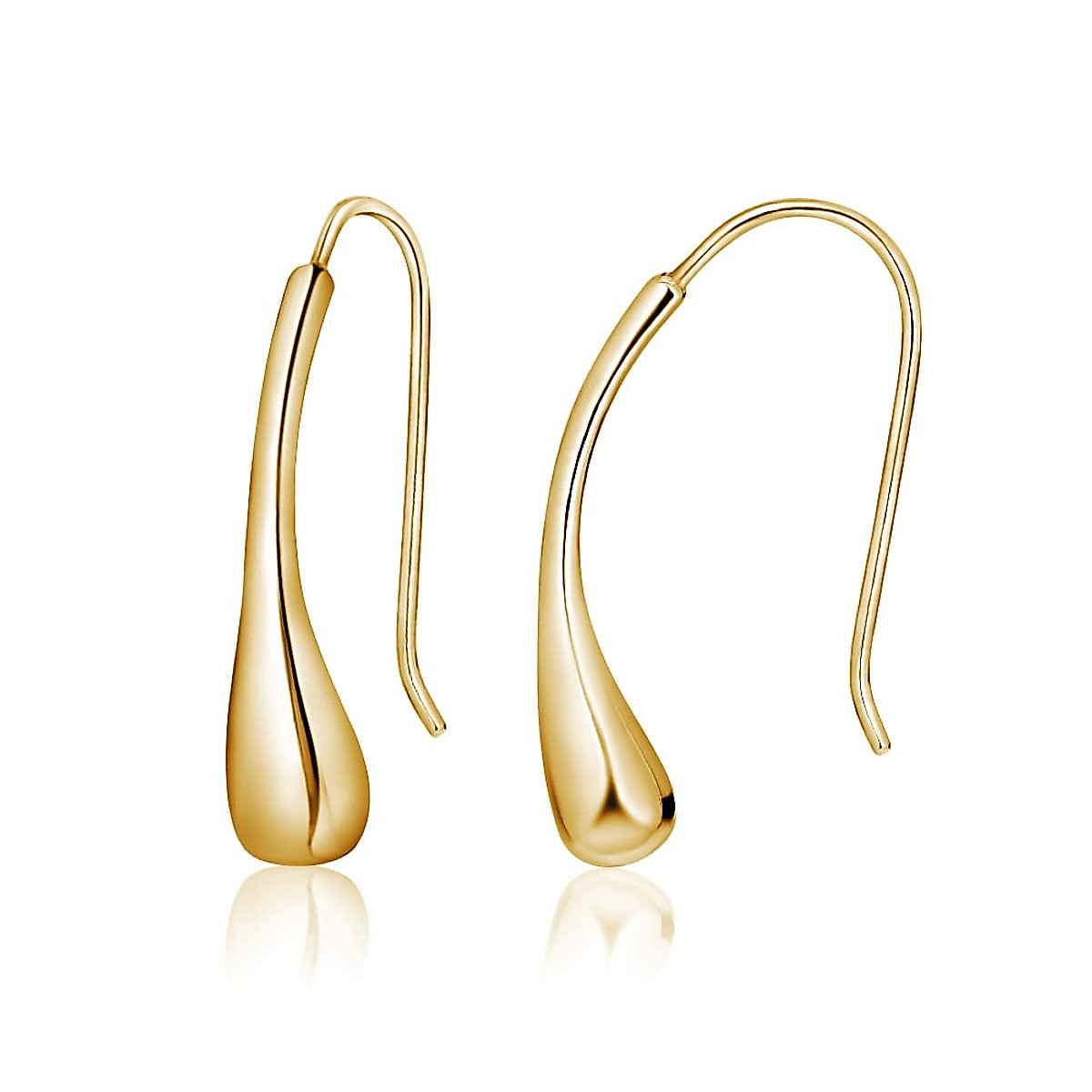 Hoops & Loops Yellow Gold Flash Sterling Silver Teardrop Polished Hook Earrings