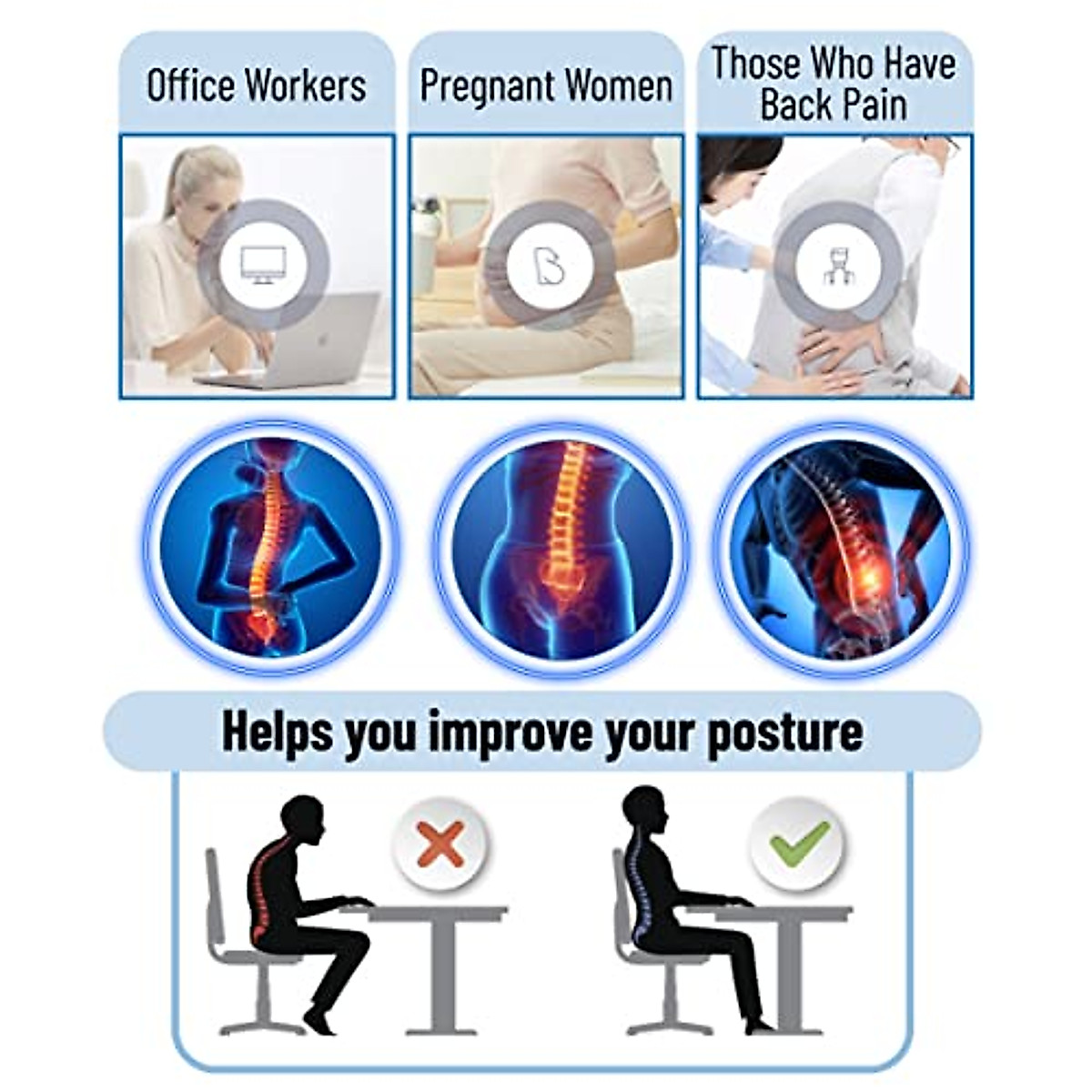 Mr. Pen- Lumbar Support Pillow, Memory Foam Lumbar Pillow, Car Lumbar Support, Office Chair Back Cushion, Chair Pillow, Desk Chair Back Support