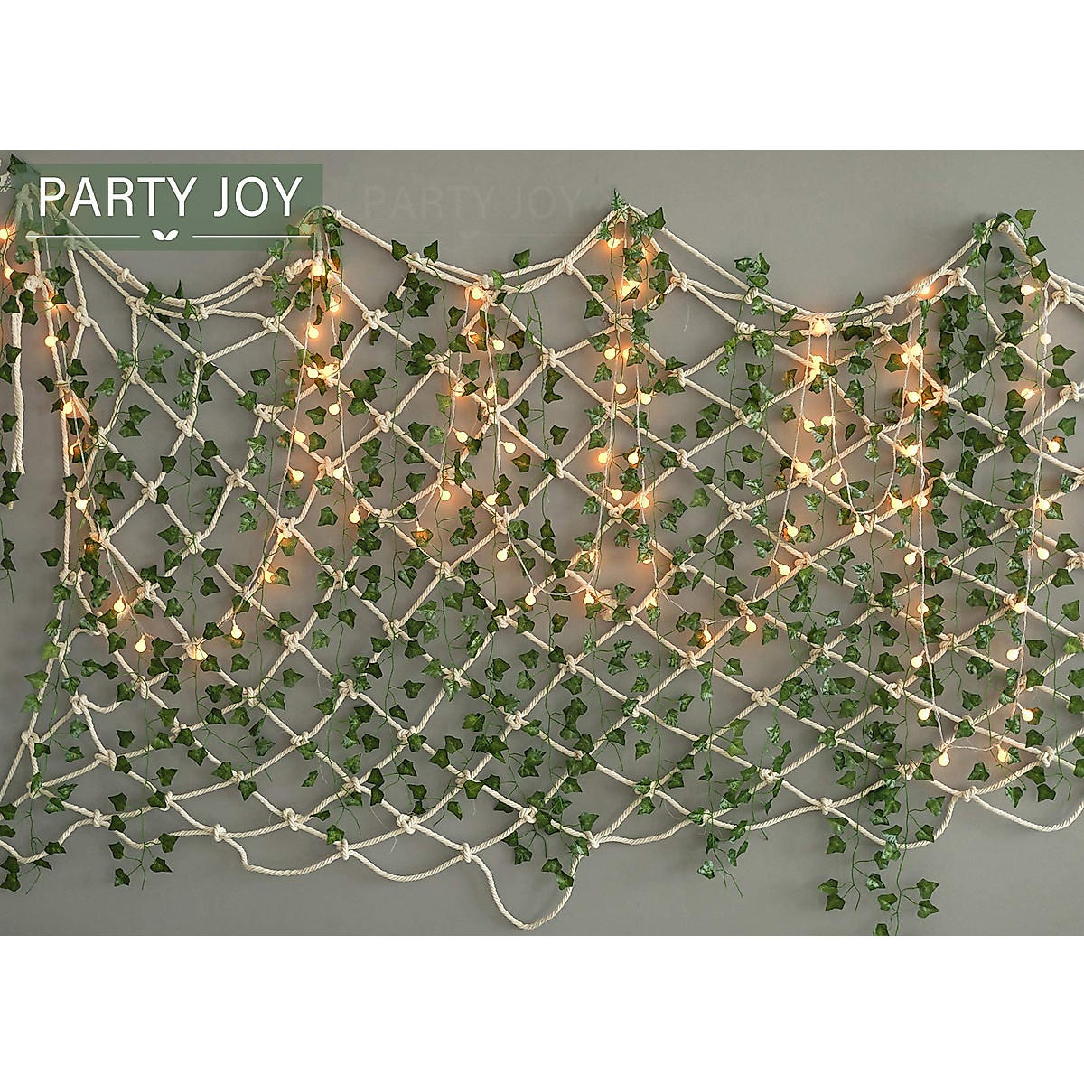 PARTY JOY 84Ft 12 Strands Artificial Ivy Leaf Vines Hanging Plants Garland Fake Foliage for Room Home Garden Bedroom Kitchen Patio Office Wedding Wall Decor (Green,960 Leaves)