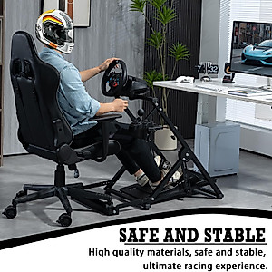 Marada X-shaped Racing Steering Shifter Foldable Racing Wheel Stand Fits for Logitech/Thrustmaster/Fanatec G25 G27 G29 G920 G923 T300 T248 V9 R5,Adjustable Not Included Steering Wheel,Pedal & Shifter