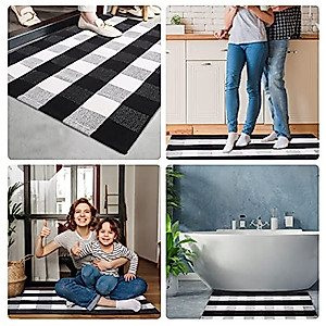 Pantric Black Buffalo Plaid Rug with Anti-Slip Mat - 27.5 x 43 in - Black and White Buffalo Check Rug for Front Porch, Patio or Entryway - Versatile Buffalo Plaid Door Mat for Indoor Outdoor Use