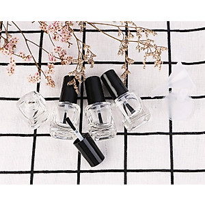 Yebeauty 20 PCS Empty Nail Polish Bottle, 5ml/0.17oz Refillable Clear Glass Bottles Vials Container with Soft Brush Cap Funnels Set for Nail Art Sample, Black