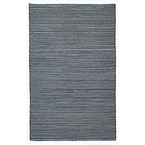 Fab Habitat Area Rug - Hand Woven, Stain Resistant, Pet Friendly - Premium Recycled Polyester Yarn & Reclaimed Rubber - Stripes - Kitchen, Bathroom - Kismet - Denim - 2 x 3 ft