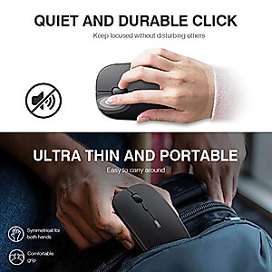 INPHIC Wireless Mouse for Laptop, 2.4G Slim Mouse 700mAh Rechargeable, Noiseless Computer Mouse with USB Receiver, 3 Adjustable DPI Optical Cordless Mouse for MacBook, Chromebook, PC, Laptop-Black