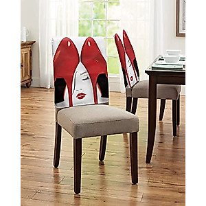 Maliyand Chair Back Cover, Sexy Red High Heels Fashion Woman Face Chair Covers Removable Chair Protector Slipcover for Dining Room, Kitchen, Restaurant, Set of 4