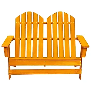 vidaXL Solid Wood Fir 2-Seater Patio Adirondack Chair in Vibrant Orange - Weather-Resistant and Comfortable for Outdoor Relaxation