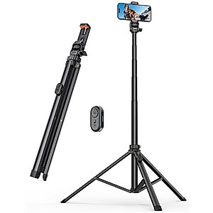 71'' Phone Tripod & Selfie Stick, Tripod for iPhone with Detachable Remote, Portable Phone Tripod Stand for Video Recording, Travel Tripod for Cell Phone, Compatible with Smartphones, DSLR