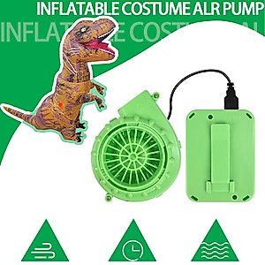 Wittocs Costume Fan Green Mini Blower Fan for Dinosaur Inflatable Costume Blow up Costumes Fan Halloween Christmas Cosplay Inflatable St Patricks Day Costume Clothing Suits