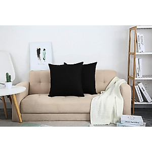TangDepot Handmade Decorative Solid 100% Cotton Canvas Throw Pillow Covers/Pillow Shams, (20"x20", Black)