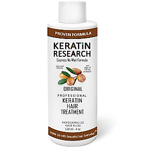 KERATIN RESEARCH Keratina Brasilera Tratamiento Capilar por 300ml con Champú Clarificante, Resultados Profesionales, Alisa y Suaviza el Cabello (Keratina por 120ml)