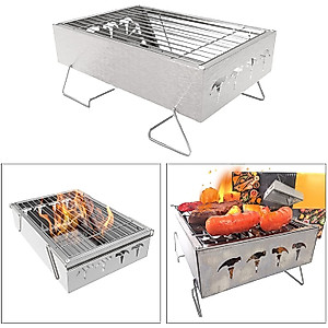 BBQ Grill Outdoor Gas grill Portable Mini BBQ Charcoal Grill Folding Stainless Steel Grill For Camping Outdoor Barbecue Smoker Grill Outdoor Charcoal Grill